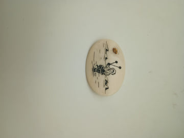 Mammoth Ivory with Scrimshaw and Gold Nugget Pin – Scrimshanders