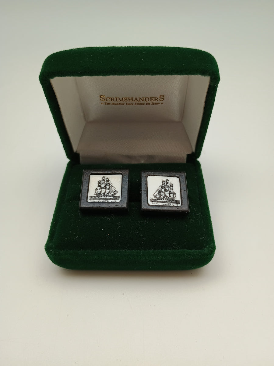 Cufflinks Wood and Piano Key Scrimshaw – Scrimshanders